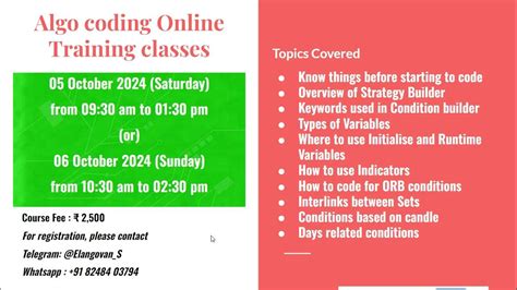 Online Training Classes For Algo Coding Tradetron In Tamil