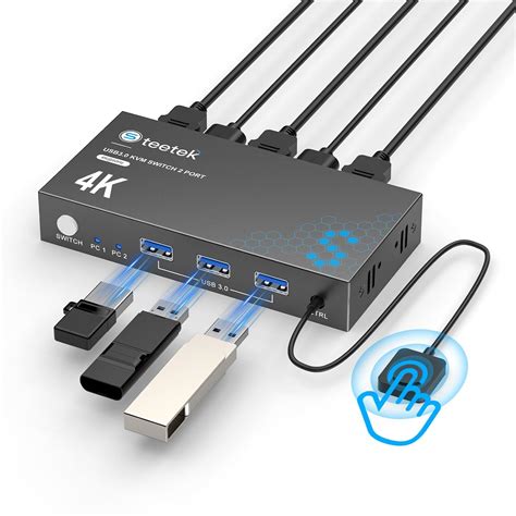 Usb 3 0 Hdmi Kvm Switch 1 Monitors 2 Computers 4k 60hz Kvm Switches For 2 Computers