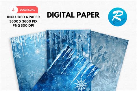 Frozen Icicles Winter Ice Digital Papers Graphic By Regulrcrative · Creative Fabrica