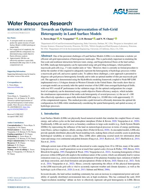 Towards An Optimal Representation Of Sub‐grid Heterogeneity In Land Surface Models Request Pdf