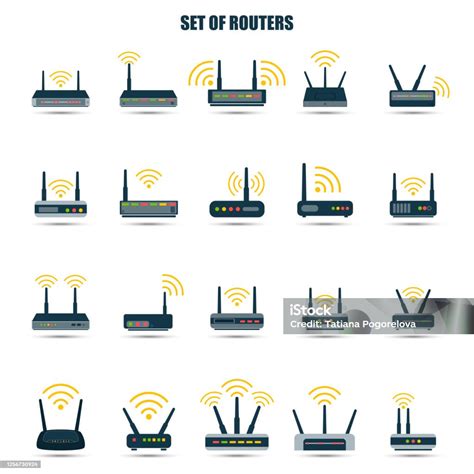 Ikon Datar Router Router Vektor Router Dan Simbol Sinyal Router Wifi