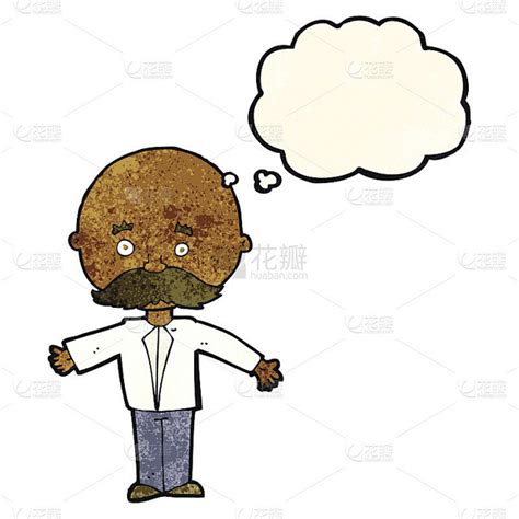 卡通人物带着胡子和思想泡泡