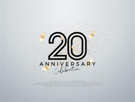 20주년 기념을 위한 심플한 라인 디자인 프리미엄 벡터