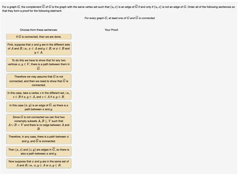 Solved For A Graph G The Complement G Of G Is The Graph
