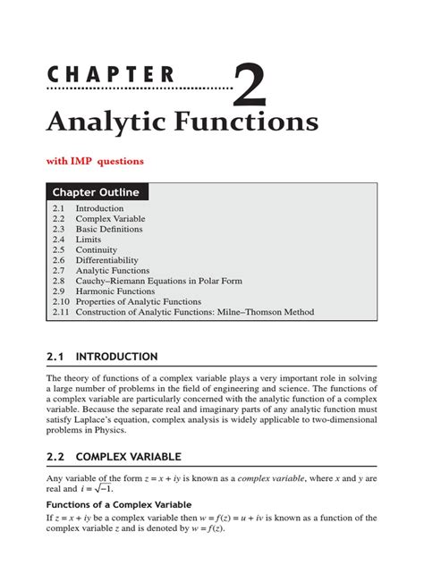 Analytic Functions Pdf Complex Analysis Holomorphic Function
