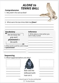 THE ONE AND ONLY BOB Novel Study With Reading Comprehension Activities