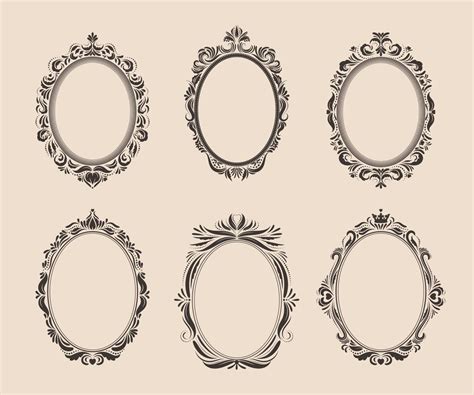 Decorative Oval Vintage Frames And Borders Set Victorian And Baroque