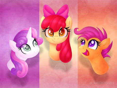 Apple Bloom Cutie Mark Crusaders Scootaloo And Sweetie Belle Drawn By Kimmyartmlp Bronibooru