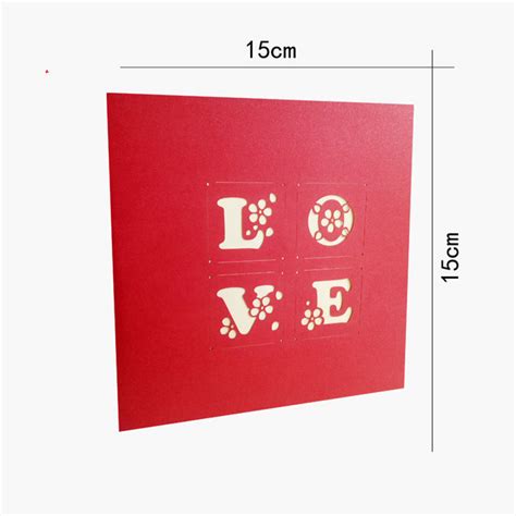 Badu Bg 3d изскачаща любовна картичка Картичка сърце с плик за годишнини Поздравителни картички