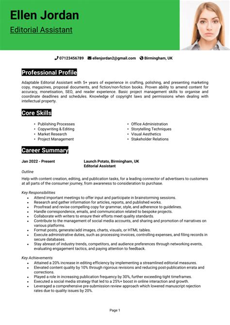 Editorial Assistant Cv Example Get Great New Media Roles