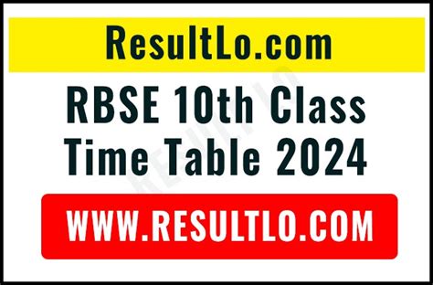 Rbse 10th Class Time Table 2024