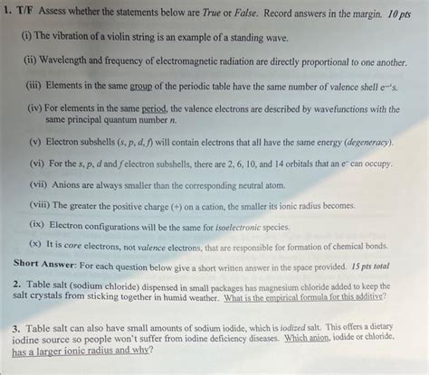 Solved Tf Assess Whether The Statements Below Are True Or