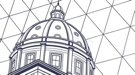 Dome Building Sketch Architectural Dome Building Blueprint And Urban Sketch Vector Design