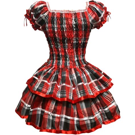 Vestido Quadrilha Festa Junina Caipira Xadrez Adulto Veludo Vermelho