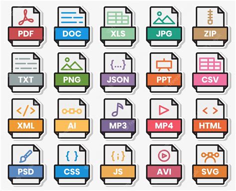 Dossier De Format De Fichier De Document Pdf Doc Xls  Zip Txt Png