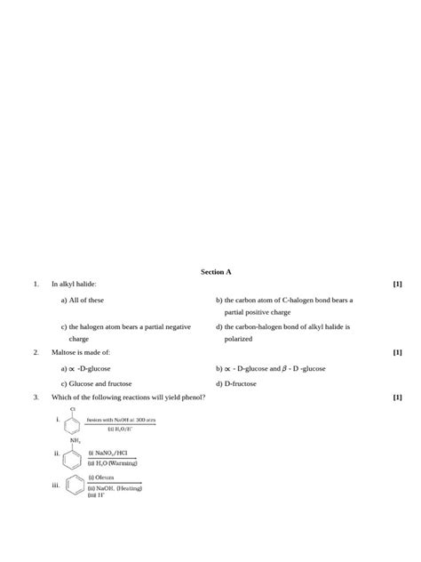 Model Test Paper Chemistry Cbse Class Xii 2023 I Pdf Molecules