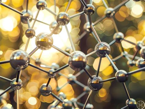 A Closeup Of An Abstract Molecular Structure Of An With Spheres Interlocked In Geometric