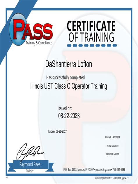 Fillable Online Class C Underground Storage Tank Operator Training Fax