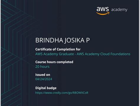 brindha josika p on linkedin excited to announce that i ve successfully completed the aws