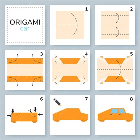 Tutorial De Esquema De Origami De Auto Modelo En Movimiento Origami