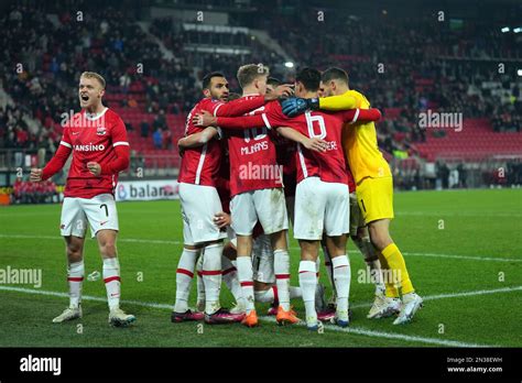 Alkmaar Players Of Az Celebrate The 1 1 Of Jesper Karlsson Of Az