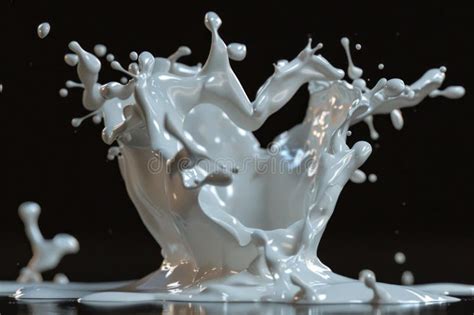 A Single Splash Of White Liquid Possibly Milk Freezes In Mid Air