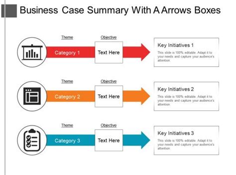 Business Case Summary With A Arrows Boxes Powerpoint Shapes