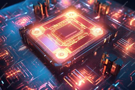 Premium Photo Closeup Of Quantum Chip Circuitry With Glowing Lights Created With Generative Ai