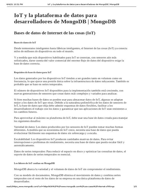 Iot Mongodb Pdf Internet De Las Cosas Mongo Db