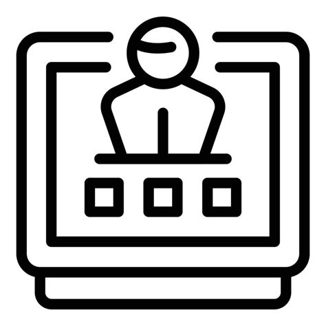 Virtual Class Icon Outline Vector Computer Learning 15091001 Vector
