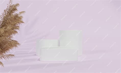 カラフルなパステル調の背景と木または葉のスタンドまたは空白の背景 3 D レンダリングと広告ディスプレイの表彰台の台座と表彰台 プレミアム写真