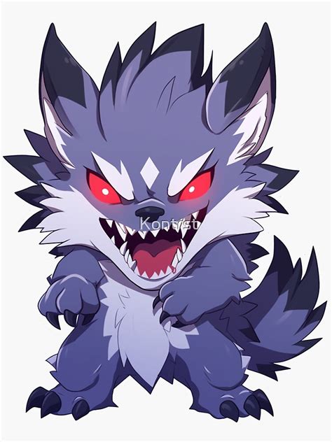Blue Werewolf Sticker Scary Red Eyes Sticker For Sale By Kontrst