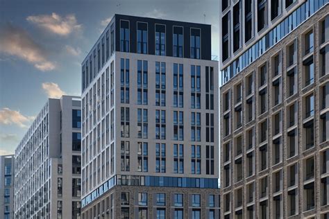 Buitenkant Van Een Modern Gebouw Huis Voorwerp In Moskou Rusland