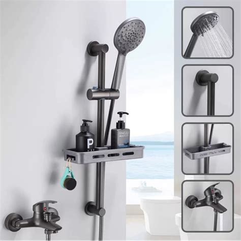 Bathroom Shower Set Full Set Shower Head Set Bathroom Shower System Gray Home Bathroom Rainfall