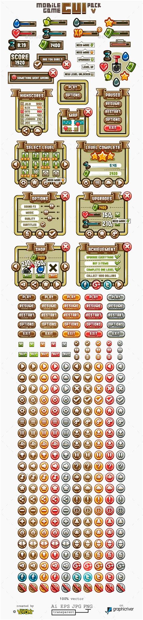 Mobile Game Gui Pack 5 Game Gui Mobile Game Video Game Design
