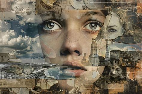 Collage Of Fragmented Womans Face With Cityscapes And Imagery