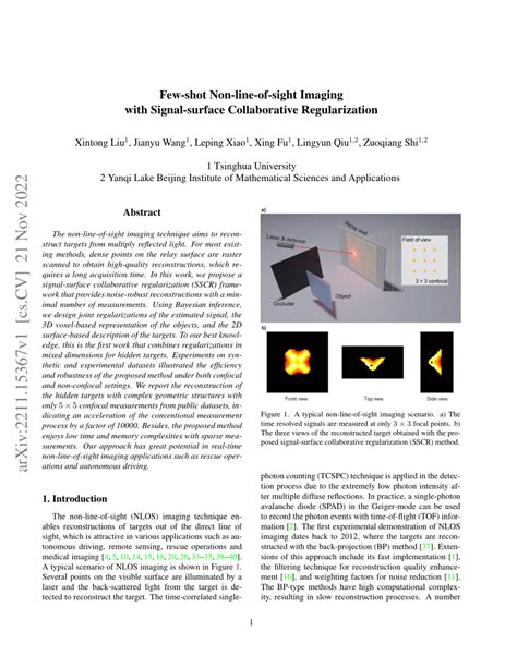 Pdf Few Shot Non Line Of Sight Imaging With Signal Surface Collaborative Regularization
