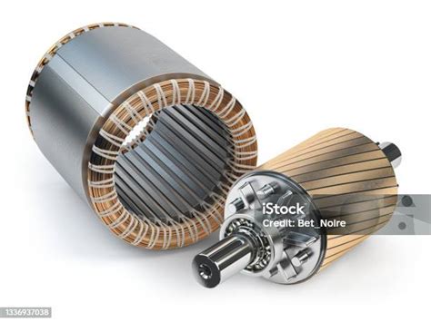 Rotor Dan Stator Motor Listrik Diisolasi Dengan Latar Belakang Putih