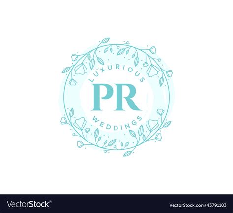 Pr Initials Letter Wedding Monogram Logos Vector Image