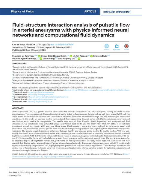 pdf fluid structure interaction analysis of pulsatile flow in