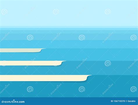 Ocean Waves Blue Background Vector Abstract Seascape Illustration