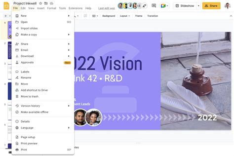Các trình đơn nâng cao trong Google Slides và Drawings cải thiện khả n