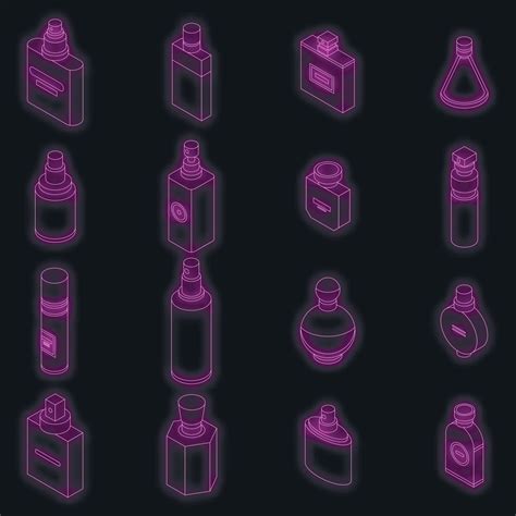 Conjunto De Iconos De Botellas De Fragancia Neón Vectorial 12332262
