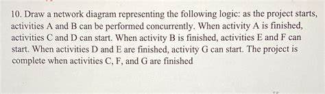 Solved 10 Draw A Network Diagram Representing The Following Logic As Course Hero