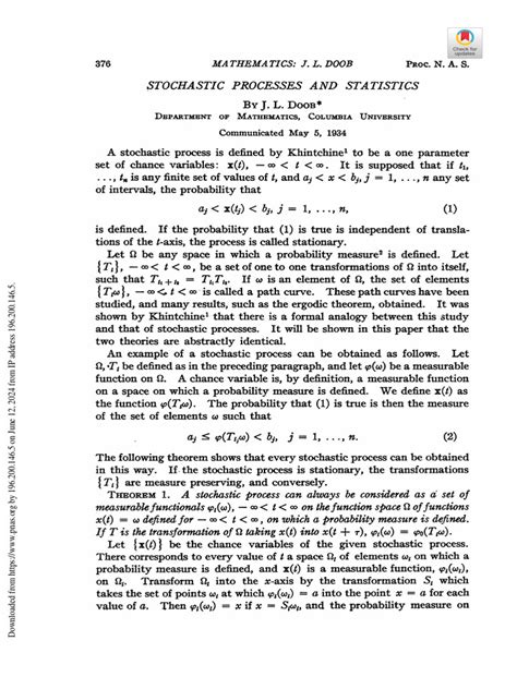 Doob 1934 Stochastic Processes And Statistics Download Free Pdf Applied Mathematics