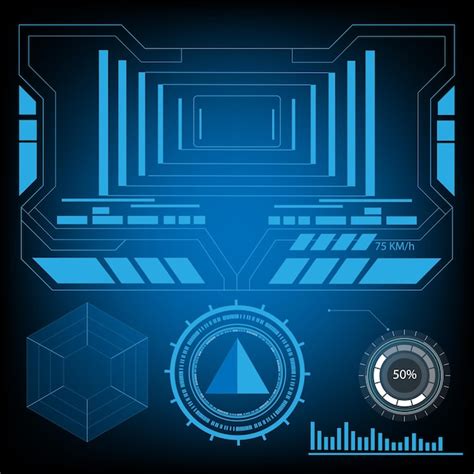青い正方形のフレーム ベクトル技術未来的な Hud ロード アウトライン、モダンな幾何学的な社 Premiumベクトル素材