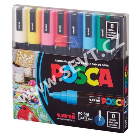 Akrylové popisovače POSCA PC 5M 8 základních barev SEVT cz