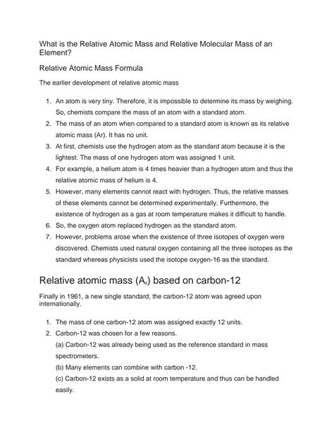 Solution What Is The Relative Atomic Mass And Relative Molecular Mass