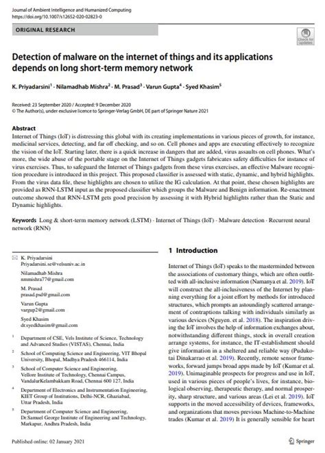 Varun Gupta On Linkedin Published Paper In Springer Journal In The Impact Factor Of 7 104 Q1