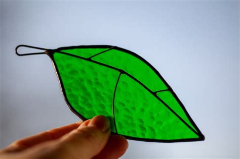Green Leaf Stained Glass Suncatcher Etsy